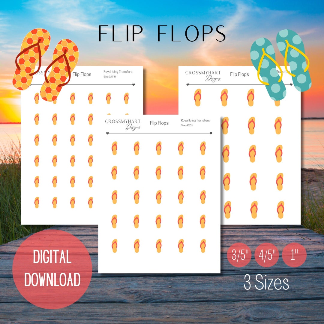 Flip Flops Royal Icing Transfer Sheet Sandals Royal Icing Transfers ...
