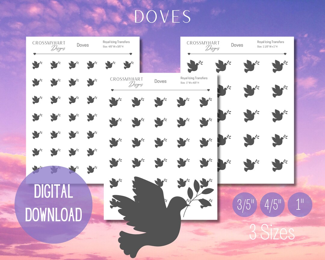 Doves Royal Icing Transfer Sheet Dove Royal Icing Transfers - Etsy