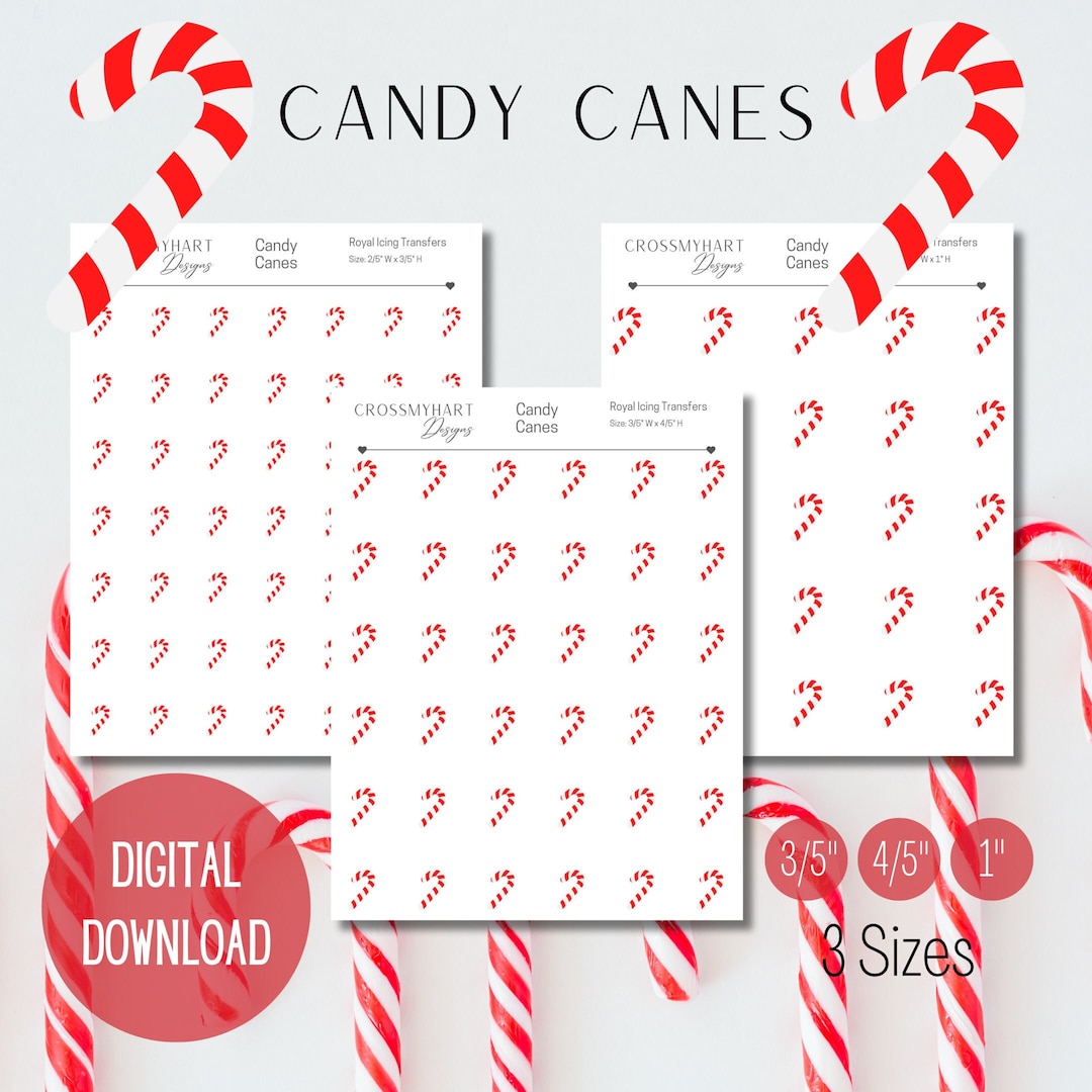Candy Canes Royal Icing Transfer Sheet Candy Cane Royal Icing Transfers ...