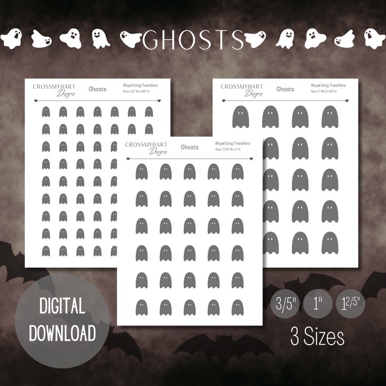 Ghosts Royal Icing Transfer Sheet Halloween Royal Icing Transfers ...