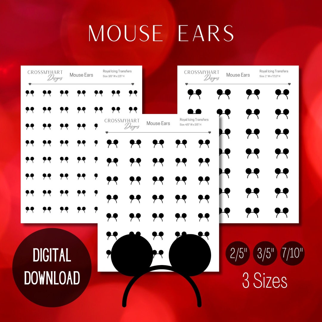 Mouse Ears Royal Icing Transfer Sheet | Mouse Ear Royal Icing Transfers ...