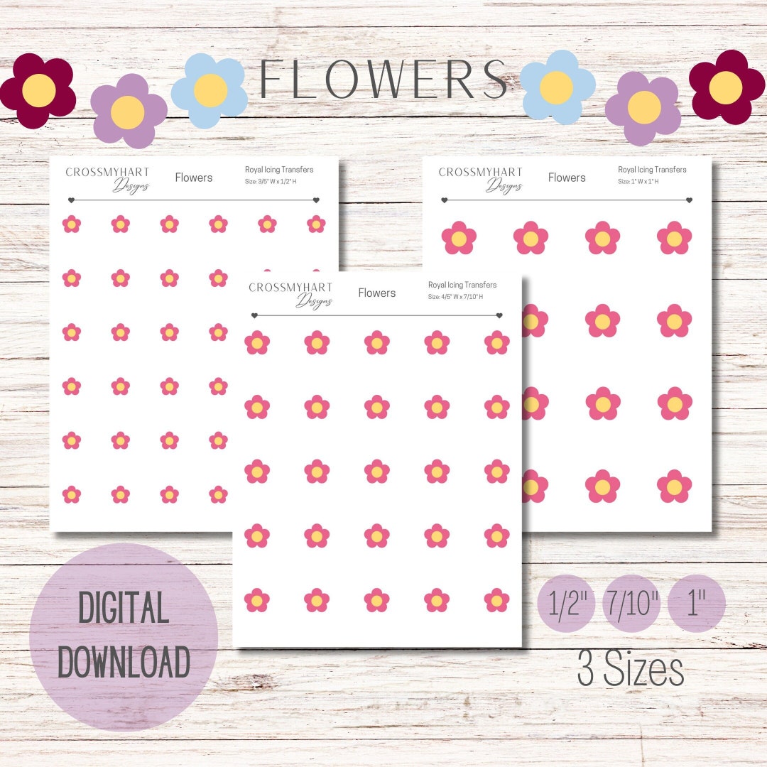 Flowers Royal Icing Transfer Sheet | Daisy Flower Royal Icing Transfers ...