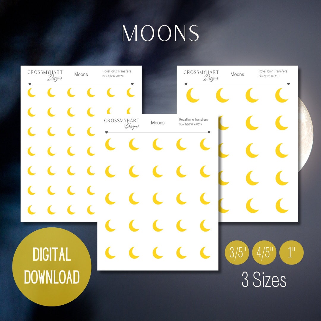 Moons Royal Icing Transfer Sheet Moon Royal Icing Transfers - Etsy