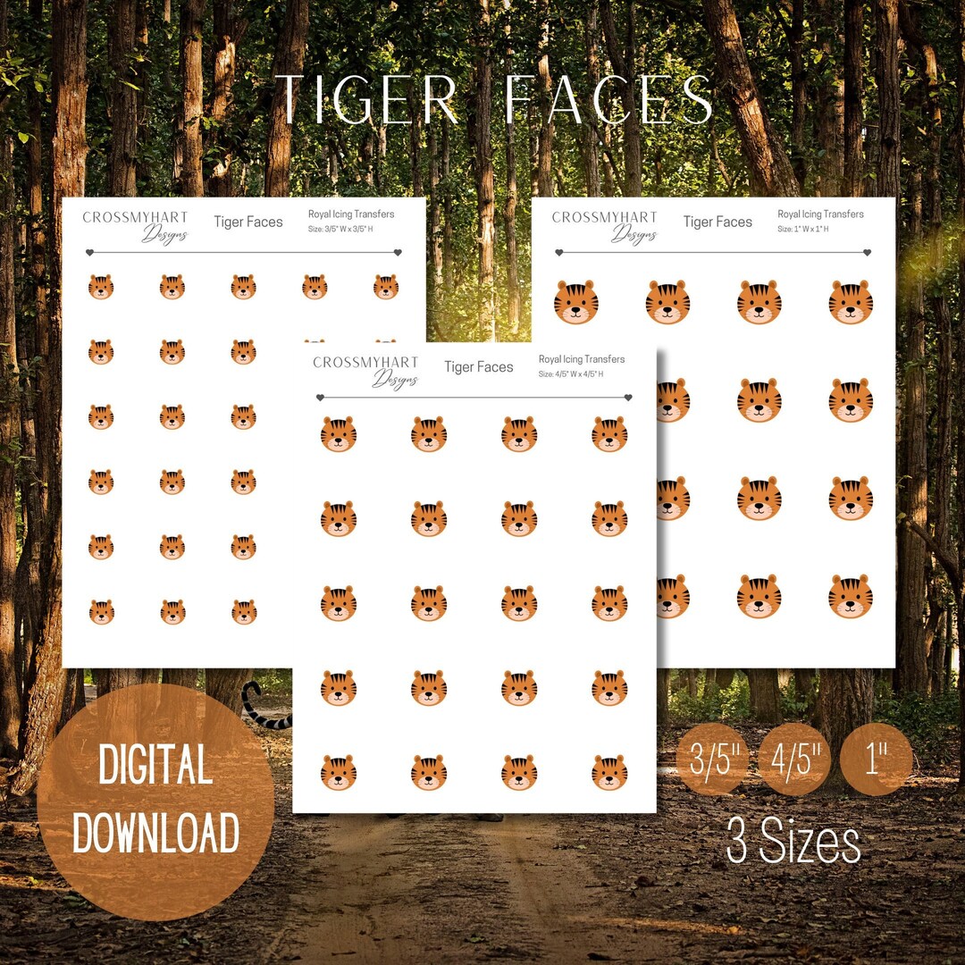 Tiger Faces Royal Icing Transfer Sheet | Tigers Royal Icing Transfers ...