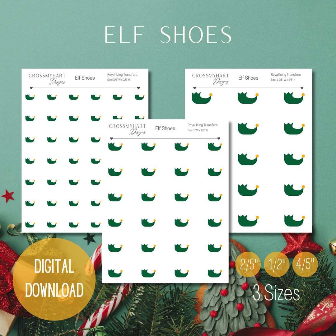 Elf Shoes Royal Icing Transfer Sheet | Elves Royal Icing Transfers ...