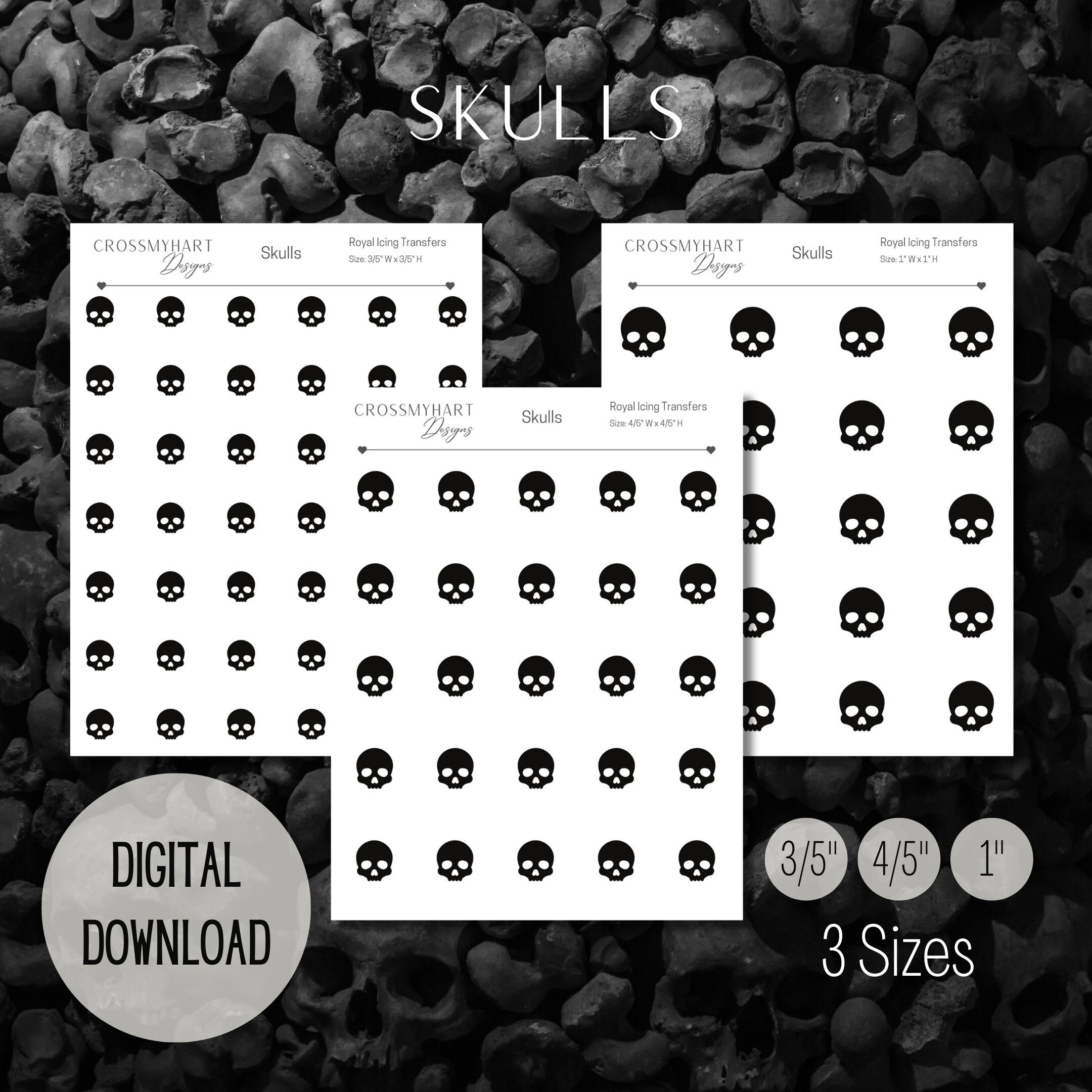 Skulls Royal Icing Transfer Sheet Skull Royal Icing - Etsy