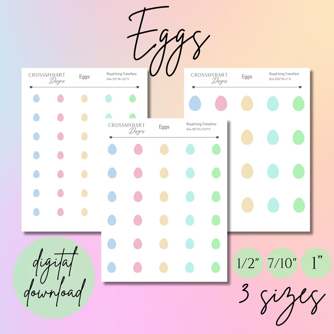 Easter Eggs Royal Icing Transfers (digital Download) - Etsy