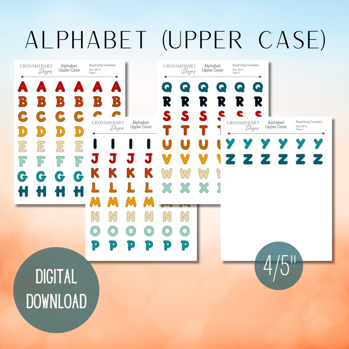 Alphabet Royal Icing Transfer Sheet | Letters Royal Icing Transfers ...