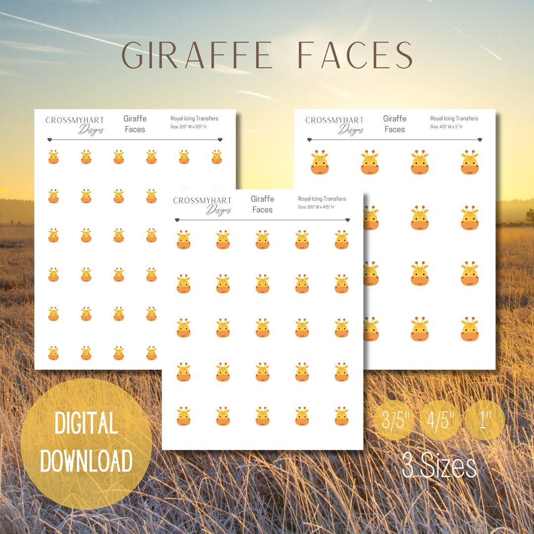 Giraffe Faces Royal Icing Transfer Sheet Giraffes Royal Icing Transfers ...