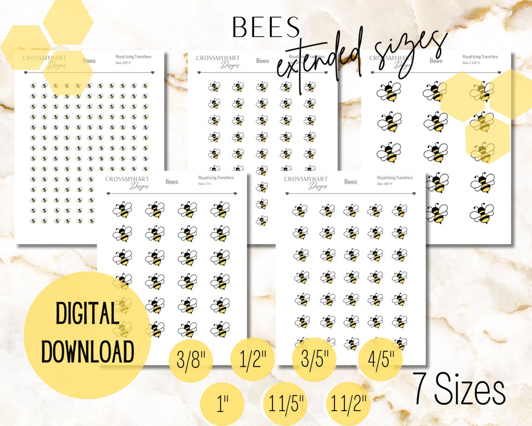 Bee Royal Icing Transfer Sheet Bumble Bee Royal Icing - Etsy