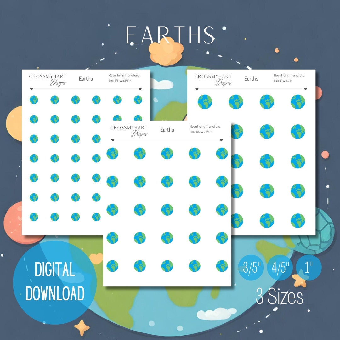Earths Royal Icing Transfer Sheet | Earth Royal Icing Transfers ...