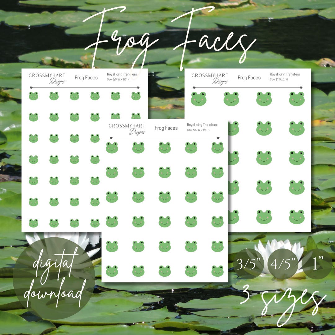 Frog Faces Royal Icing Transfers (digital Download) - Etsy