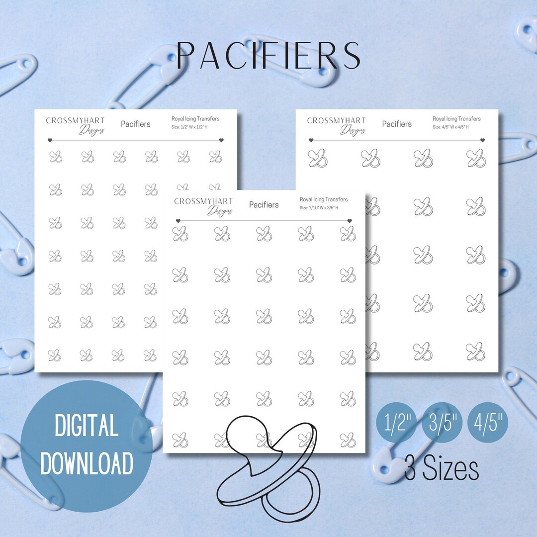 Pacifiers Royal Icing Transfer Sheet | Binky Royal Icing Transfers ...