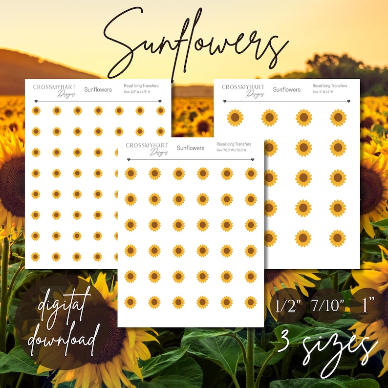 Sunflower Royal Icing Transfers (digital Download) - Etsy
