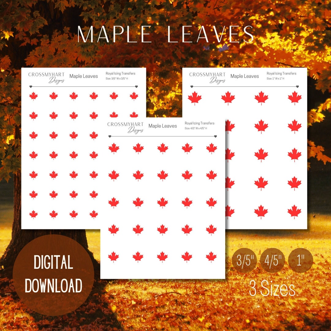 Maple Leaves Royal Icing Transfer Sheet | Leaves Royal Icing Transfers ...