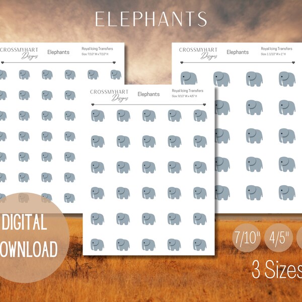 Royal Icing Elephant Transfer Sheet - Etsy