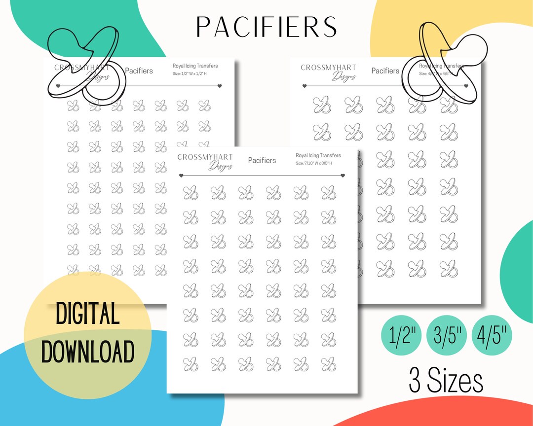 Pacifiers Royal Icing Transfer Sheet Binky Royal Icing - Etsy