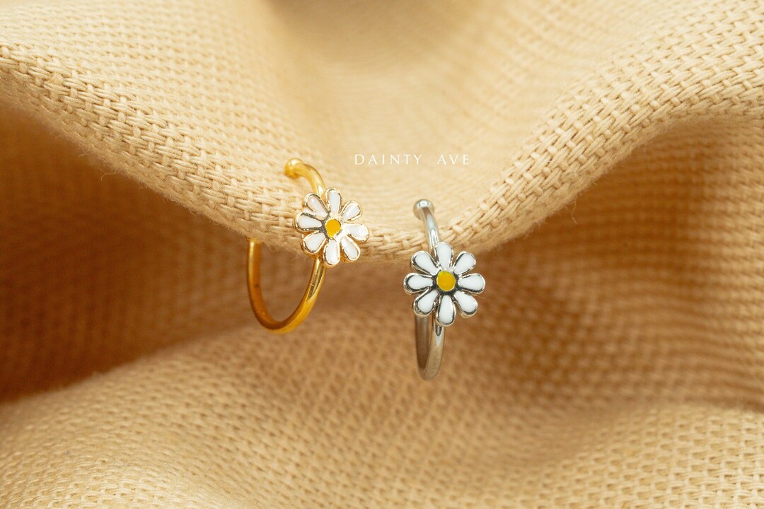 20G Daisy Flower Nose Hoop White Flower Nose Ring Nose Ring Hoop Ring ...