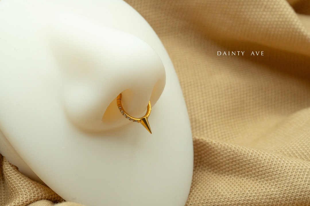16G Spike Hoop Clicker Ring Nose Ring Septum Ring Seamless Hoop ...