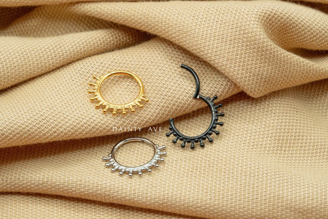 16G Sunshine Rays Clicker Ring Nose Ring Septum Ring Seamless Hoop ...