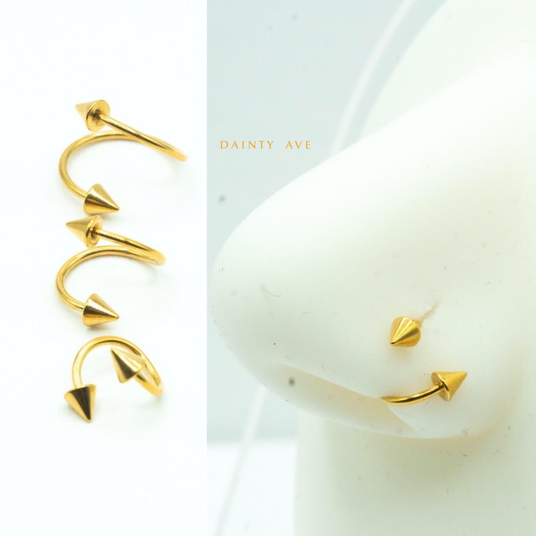 20G/16G Gold Spikes Nose Ring Spiral Hoop Twist Nose Ring - Etsy