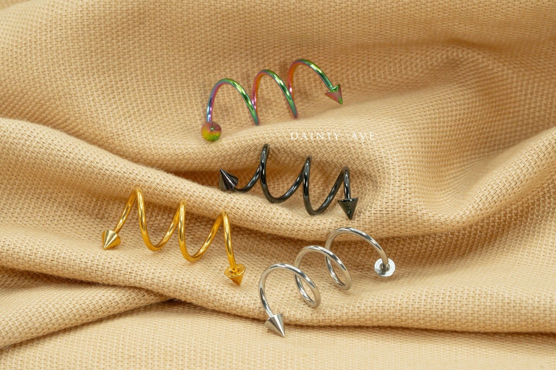 16G Triple Helix Spiral Spike Ends Triple Spiral Hoop Helix Piercing Triple Hoop Piercing Cone ...