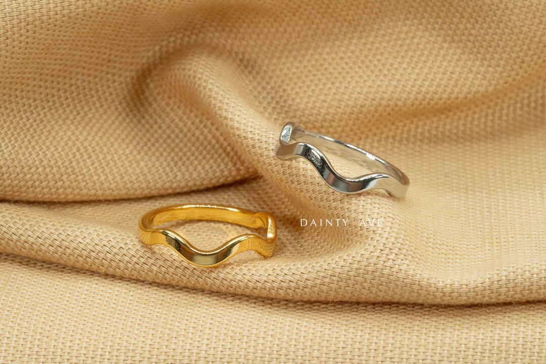 Wavy Ring Ripple Stacking Ring Silver Minimalist Ring Dainty Diamond Ring Gold Wavy Ring Thin ...