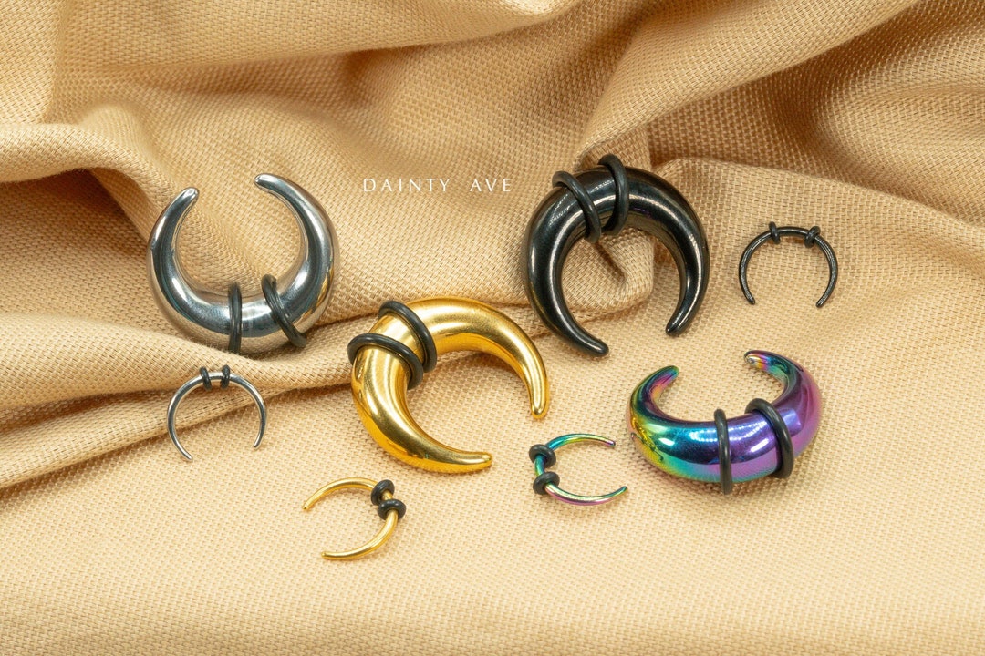 00G/0G/1G/2G/4G/6G/8G/10G/12G/14G Bull Tapers Cresent Horseshoe Pincher ...