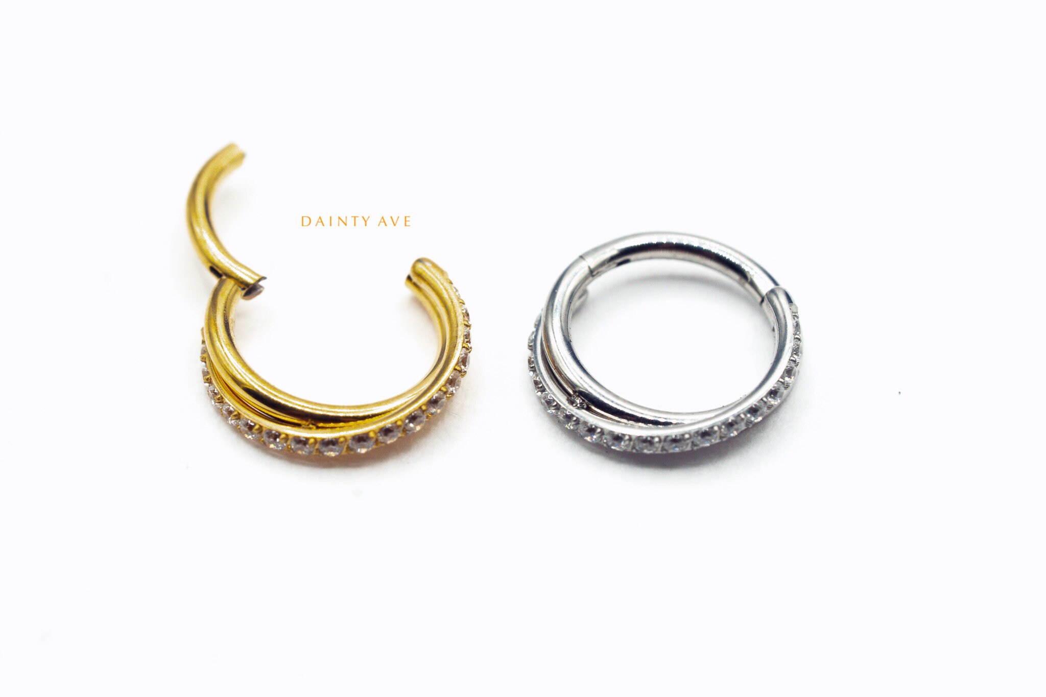 16G Overlapping Double Hoop Clicker Ring Nose Ring - Etsy