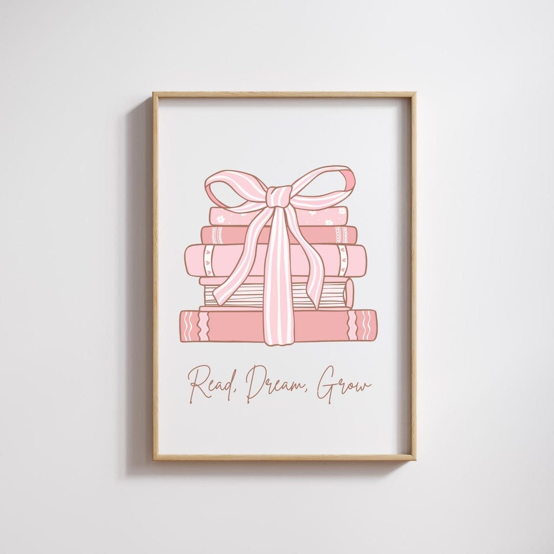 Printable Pink Book Lover Wall Art for Girls Bedroom, Pink Aesthetic ...