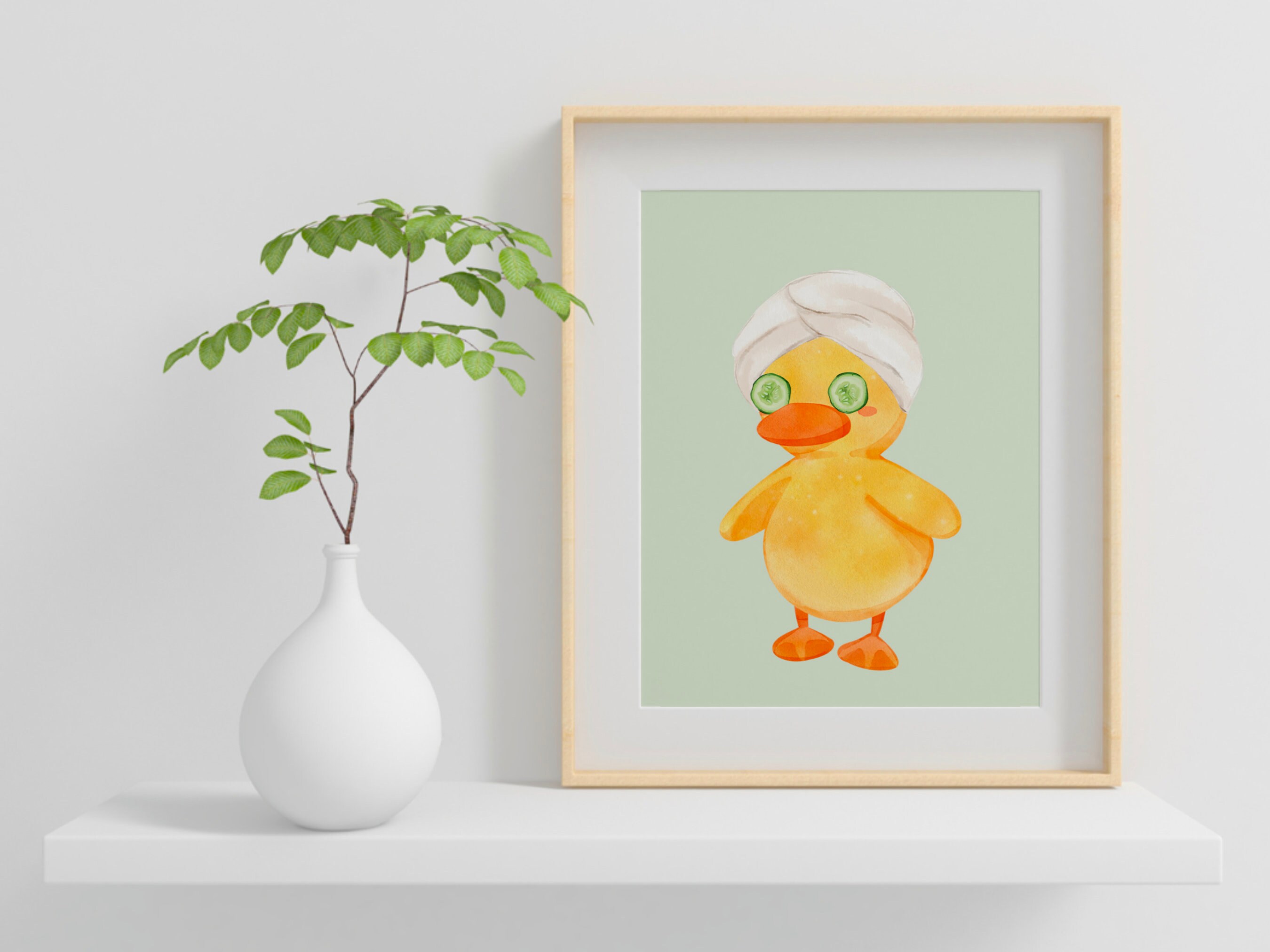 Downloadable Self Care Ducky Wall Art MINT, Cute Kids Bathroom Wall Art ...
