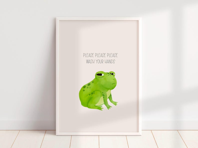 Downloadable Please Wash Your Hands Frog Bathroom Wall Art, Cute Kids ...