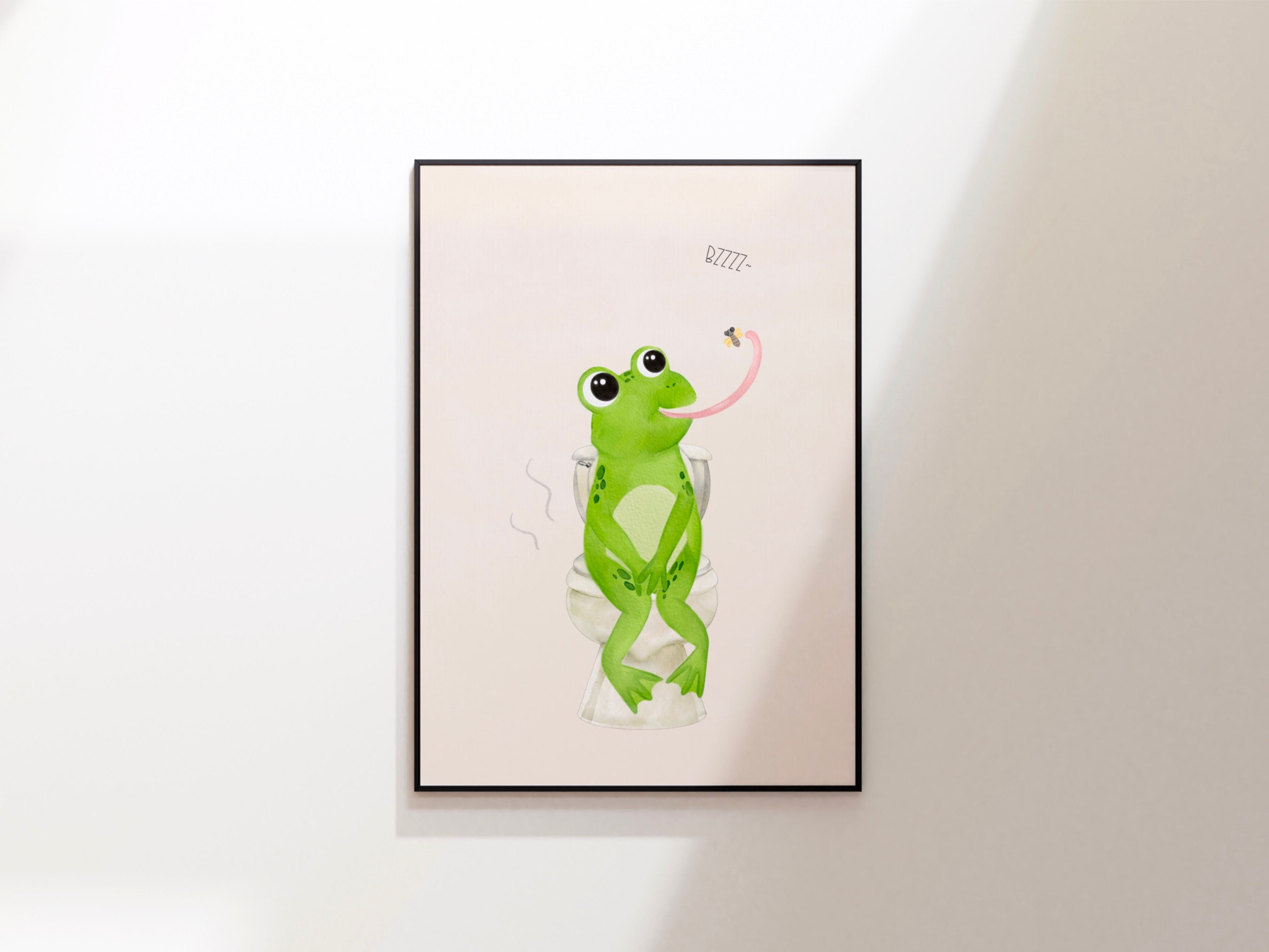 PRINTED & SHIPPED Froggy on the Potty, Cute Bathroom Wall Art, Spa ...