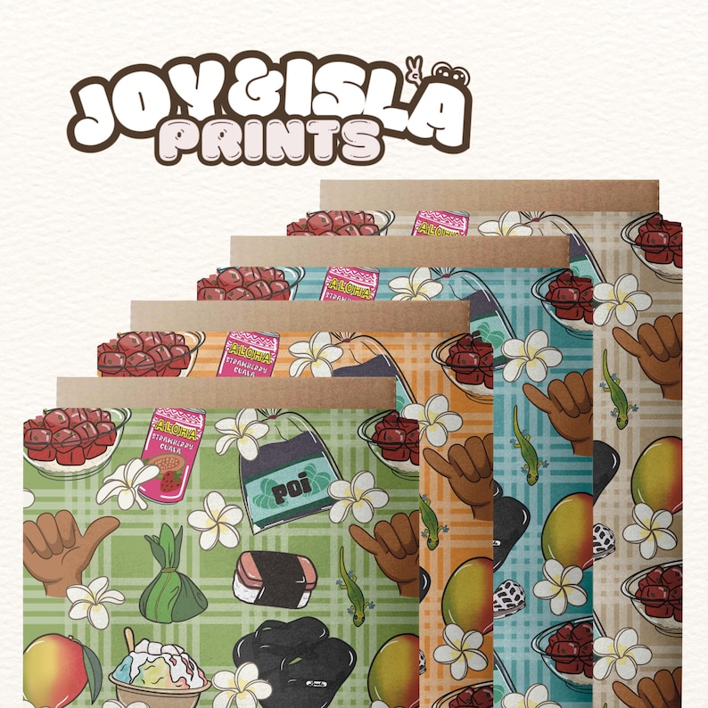 Hawaii Local Kine Tingz Palaka Seamless Pattern | Plumeria Shave Ice ...