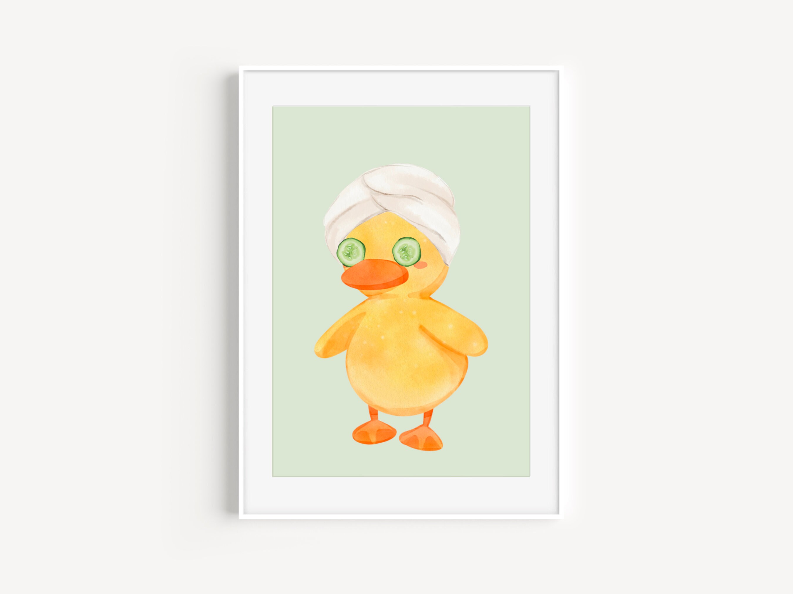 Downloadable Self Care Ducky Wall Art MINT, Cute Kids Bathroom Wall Art ...