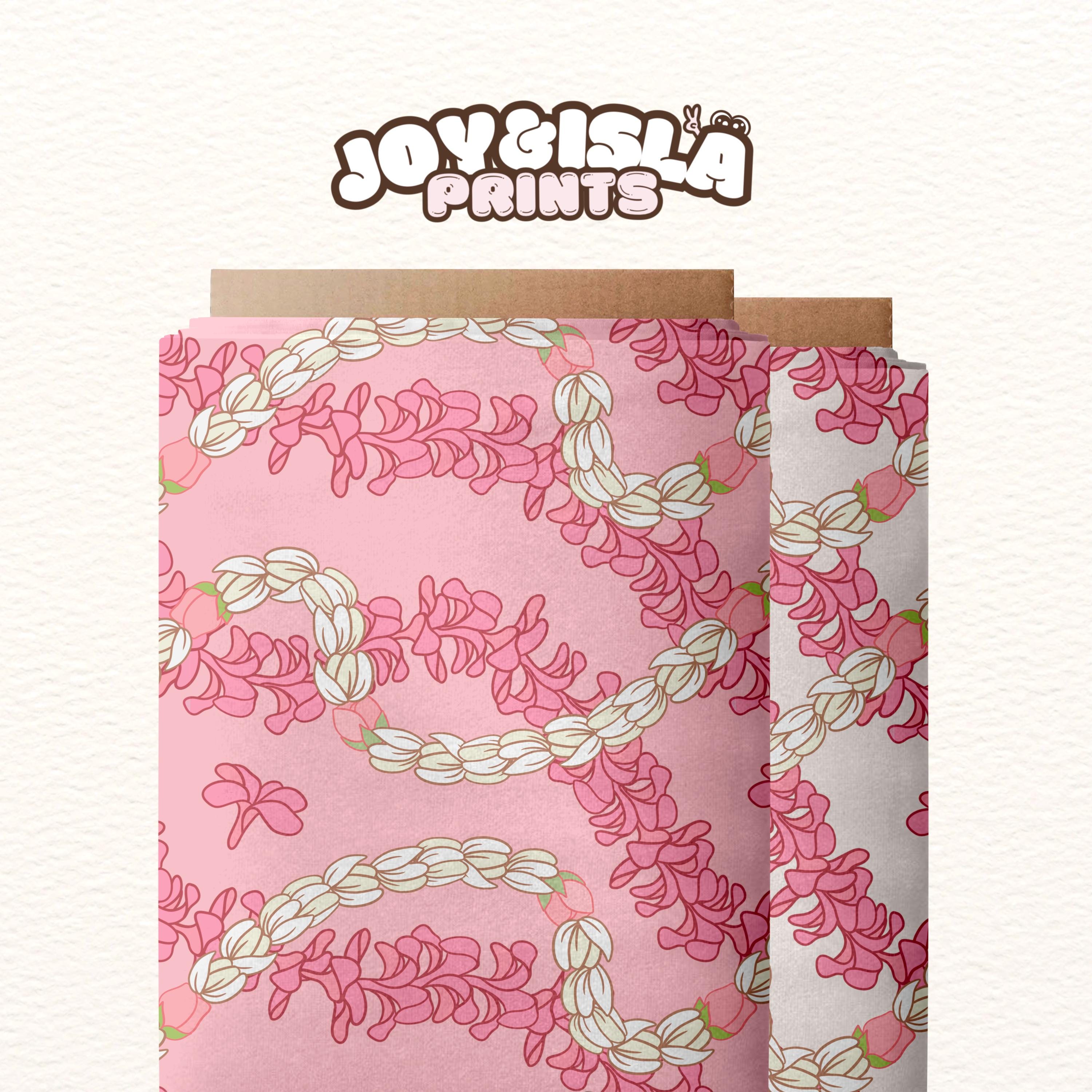 Pink Plumeria Pikake Lokelani Buds Lei Seamless Pattern | Tropical ...