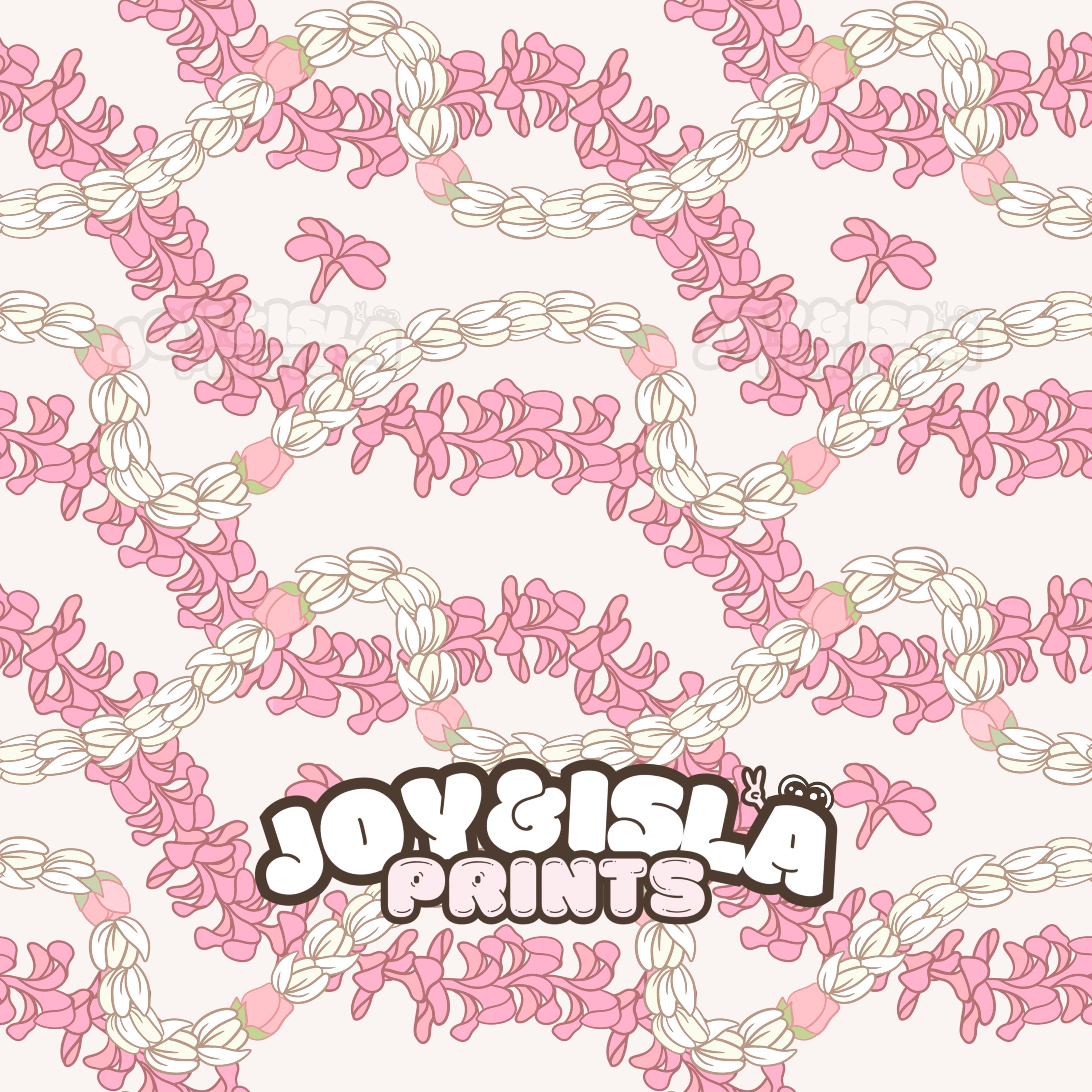 Pink Plumeria Pikake Lokelani Buds Lei Seamless Pattern | Tropical ...