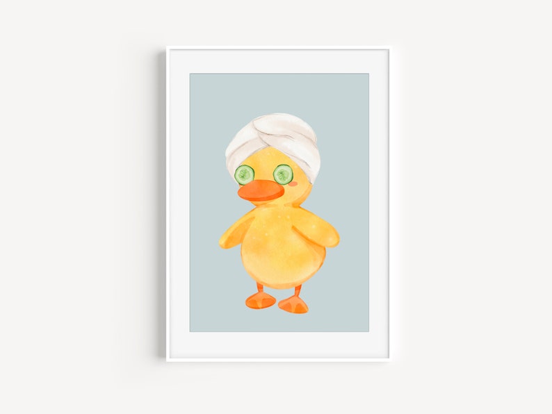 PRINTED & SHIPPED Self Care Ducky (blue Mist), Cute Bathroom Wall Art ...