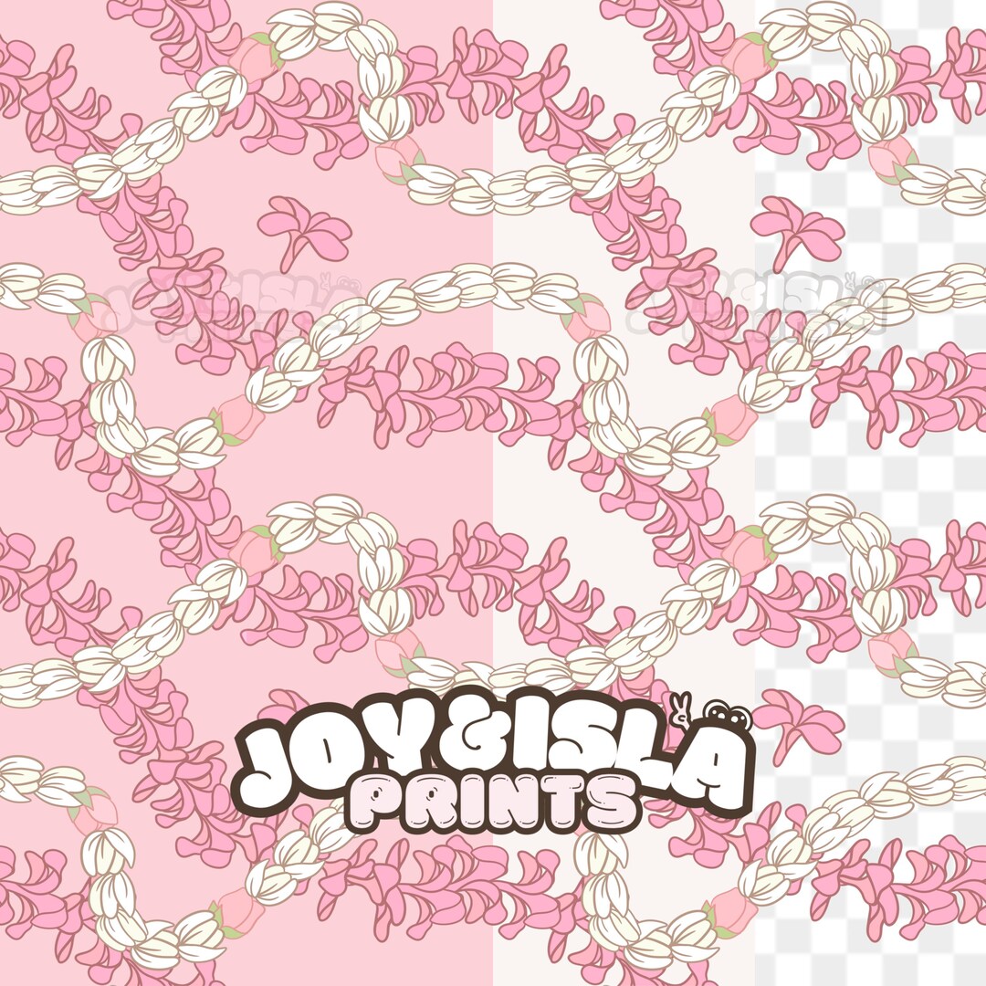 Pink Plumeria Pikake Lokelani Buds Lei Seamless Pattern | Tropical ...