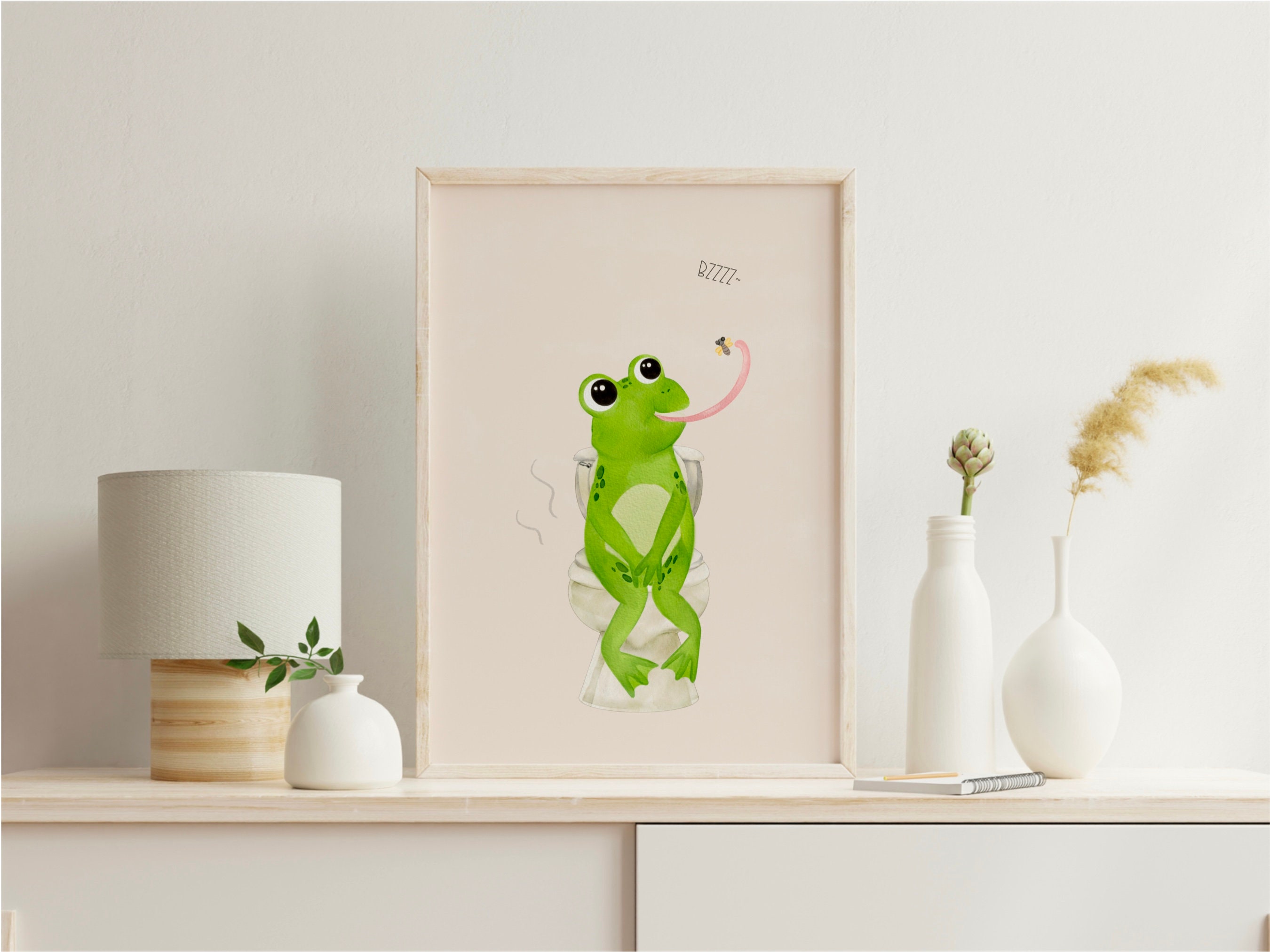 PRINTED & SHIPPED Froggy on the Potty Cute Bathroom Wall Art - Etsy