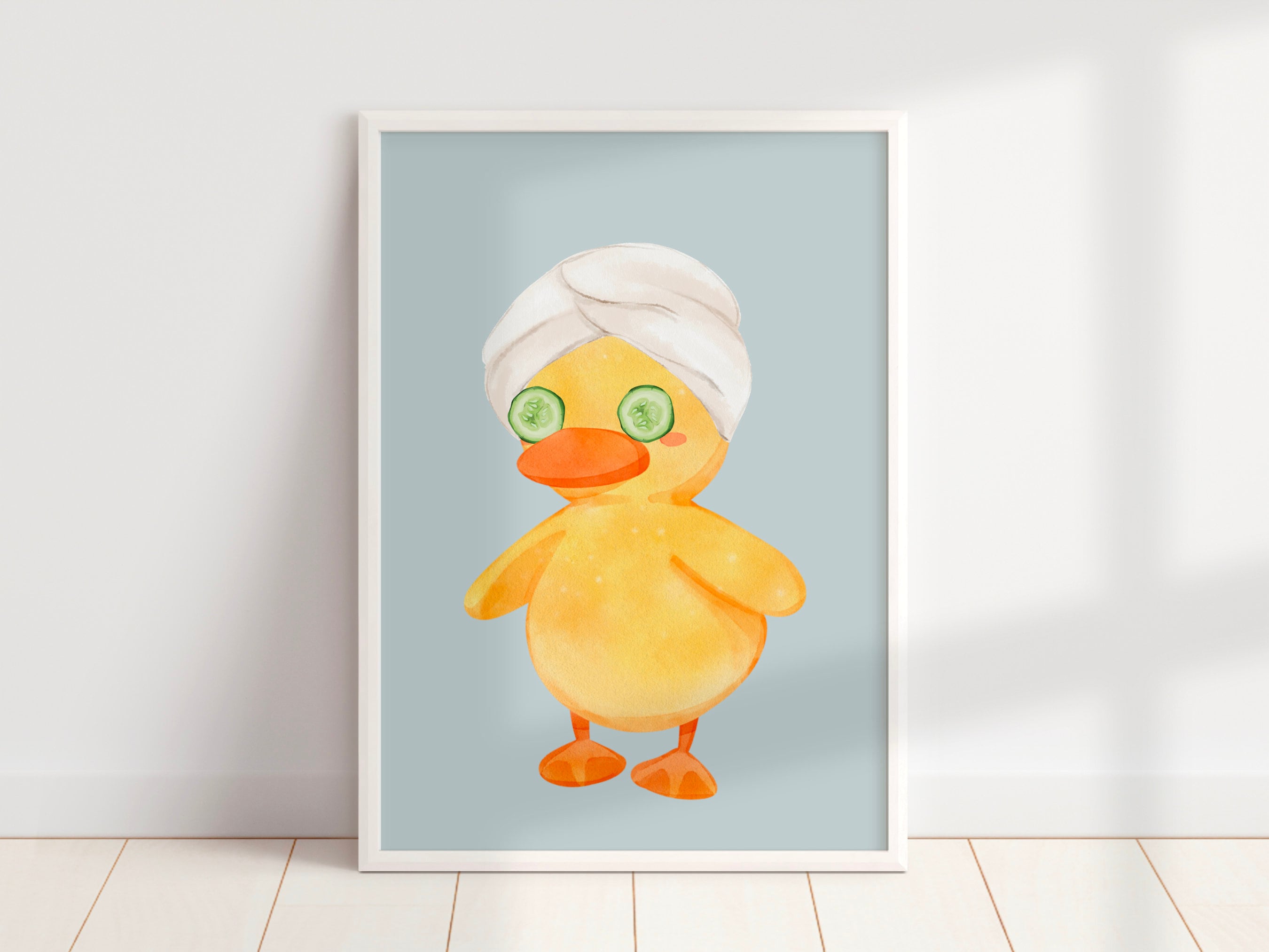 PRINTED & SHIPPED Self Care Ducky (blue Mist), Cute Bathroom Wall Art ...