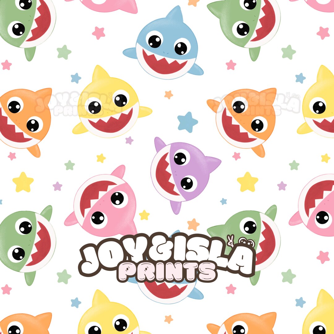 Baby Shark Seamless Pattern | PNG Digital Download | Cute Cartoon ...