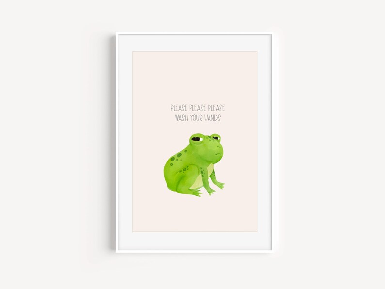 Downloadable Please Wash Your Hands Frog Bathroom Wall Art, Cute Kids ...