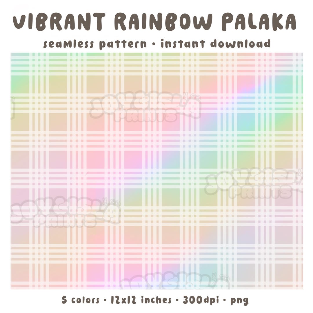 Vibrant Rainbow Palaka Seamless Plaid Pattern • Instant Digital ...