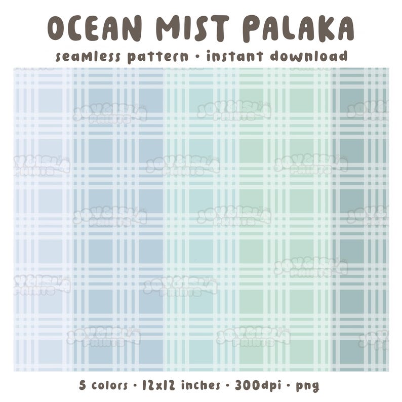 Ocean Mist Palaka Seamless Plaid Pattern • Instant Digital Download PNG ...