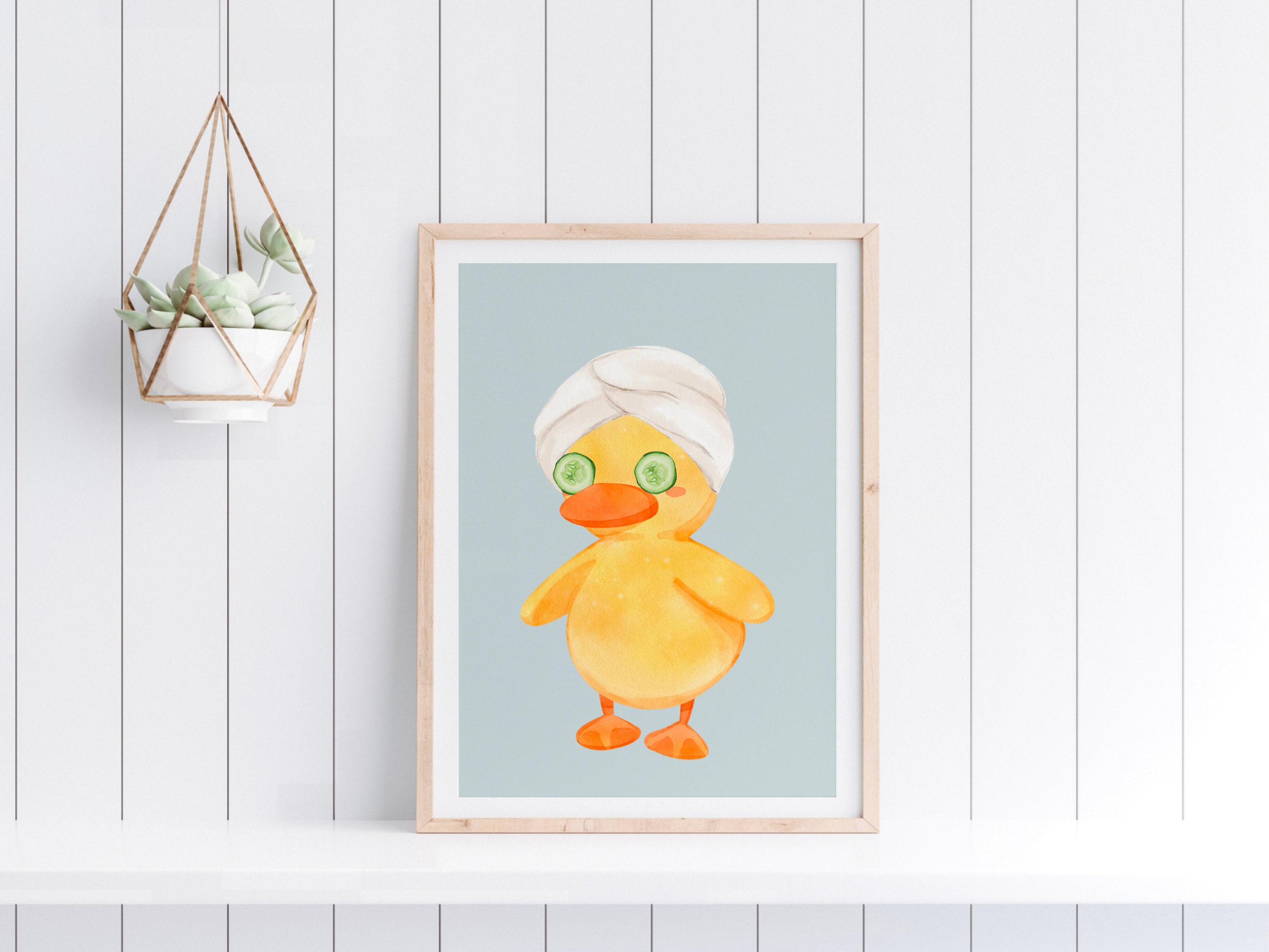 PRINTED & SHIPPED Self Care Ducky (blue Mist), Cute Bathroom Wall Art ...