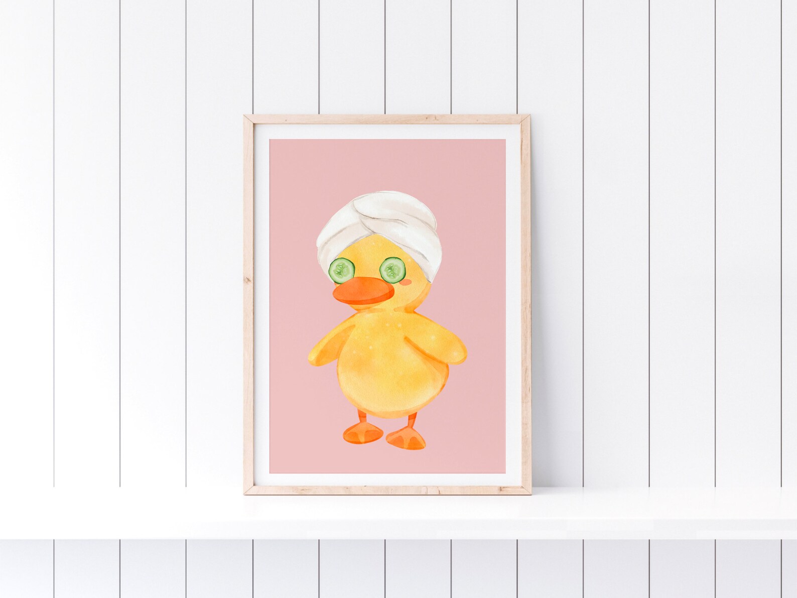 PRINTED & SHIPPED Self Care Ducky (blush), Cute Bathroom Wall Art, Spa ...