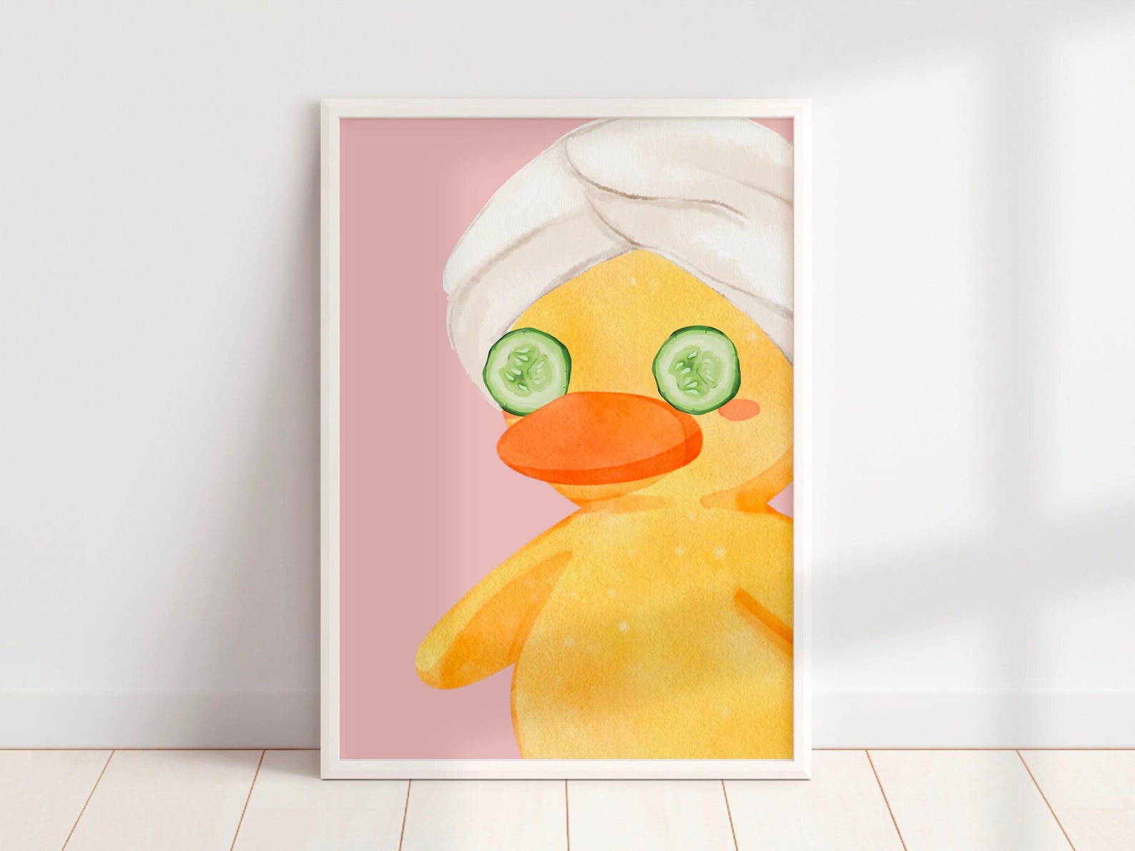 PRINTED & SHIPPED Self Care Ducky in PINK, Cute Bathroom Wall Art, Spa ...