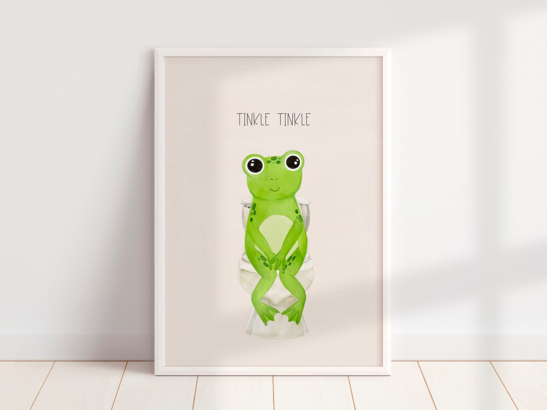 PRINTED & SHIPPED Frog on the Potty Tinkle Tinkle, Cute Bathroom Wall ...