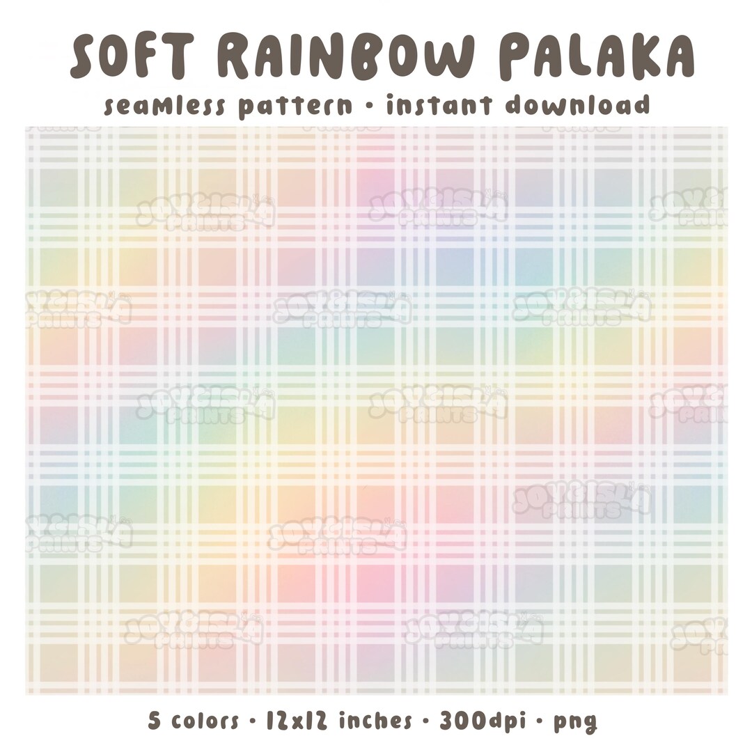 Soft Rainbow Palaka Seamless Plaid Pattern • Instant Digital Download ...